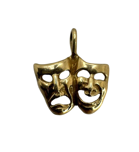 Solid 14k Yellow Gold Theatre Comedy Tragedy Mask Pendant | eBay