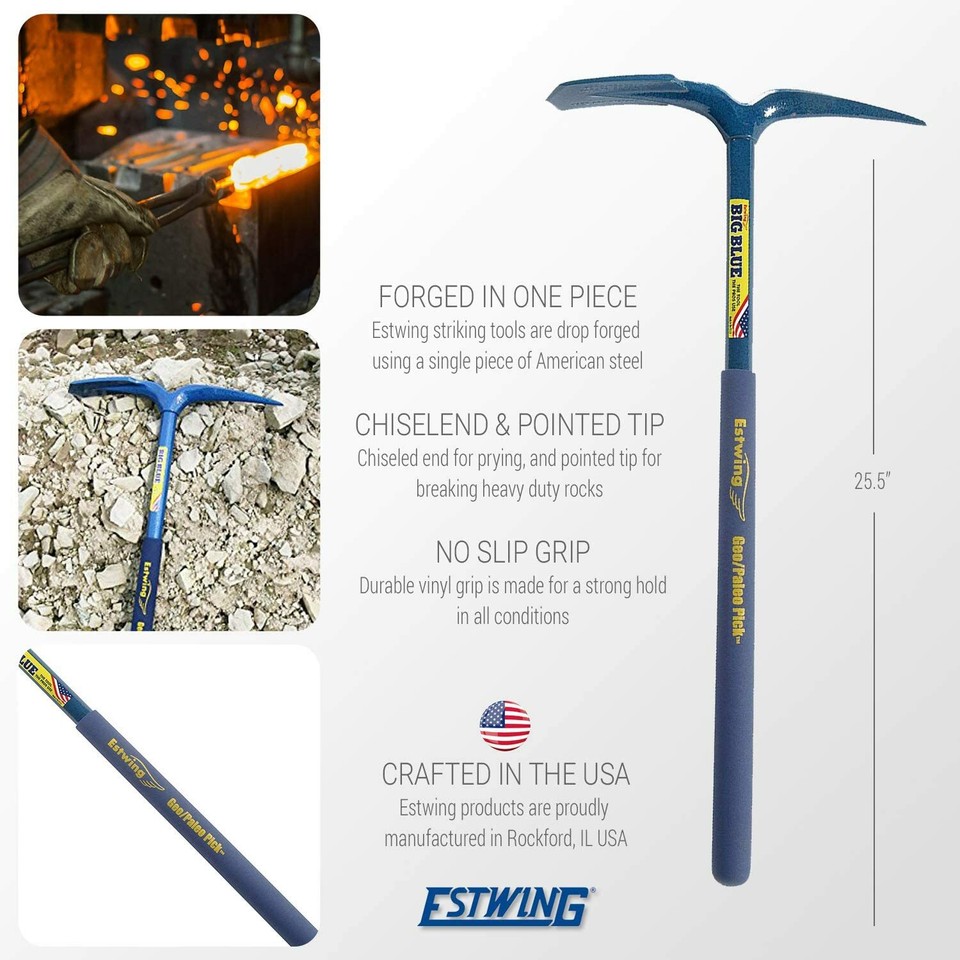 25" Steel Rock Pick Geology Tool Fossil Hunting Prospector Rockhound ...