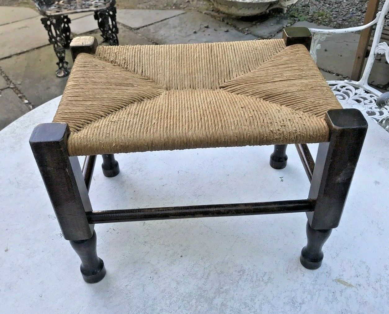 PRIMITIVE ANTIQUE COLONIAL COUNTRY FOOTSTOOL | eBay