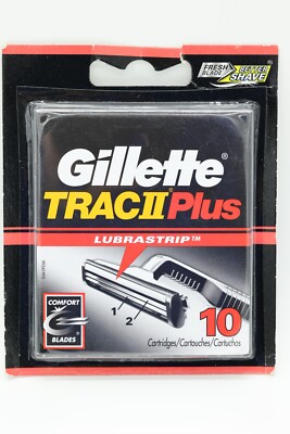 Gillette TRAC II Plus Razor Blade Cartridges New Sealed Pack of 10 ...