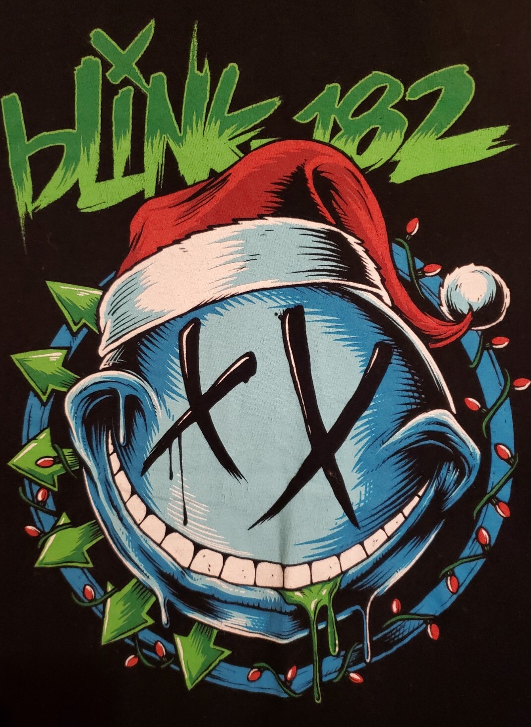 Rare Blink 182 Christmas Smiley Tultex Black Large pr… - Gem