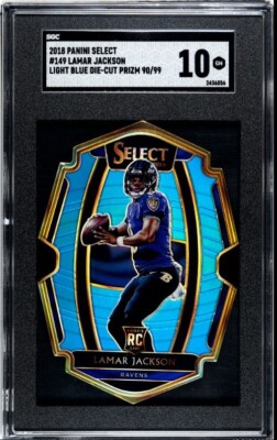 Lamar Jackson Rookie Card 2018 Select Prizm Die Cut Light Blue #149 90/ ...