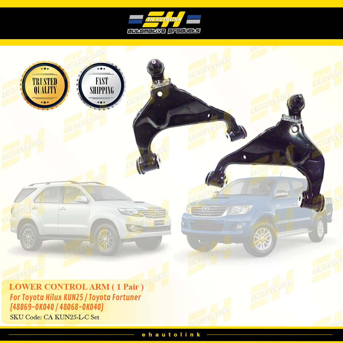 1 Pair Lower Control Arm For Toyota Hilux Fortuner 4WD(48068-0K040 ...