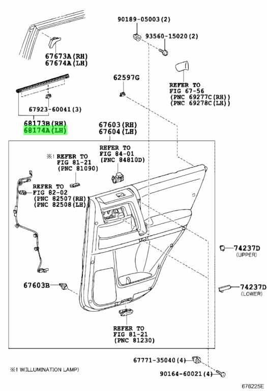 TOYOTA Genuine OEM 4RUNNER 10-22 Rear Door Glass Inner Weatherstrip LH ...
