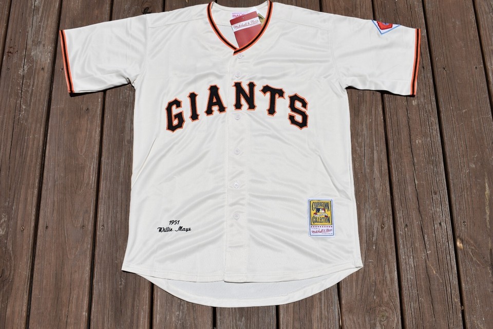 N.W.T Willie Mays #24 San Francisco Giants Cream Baseball Jersey Mens ...