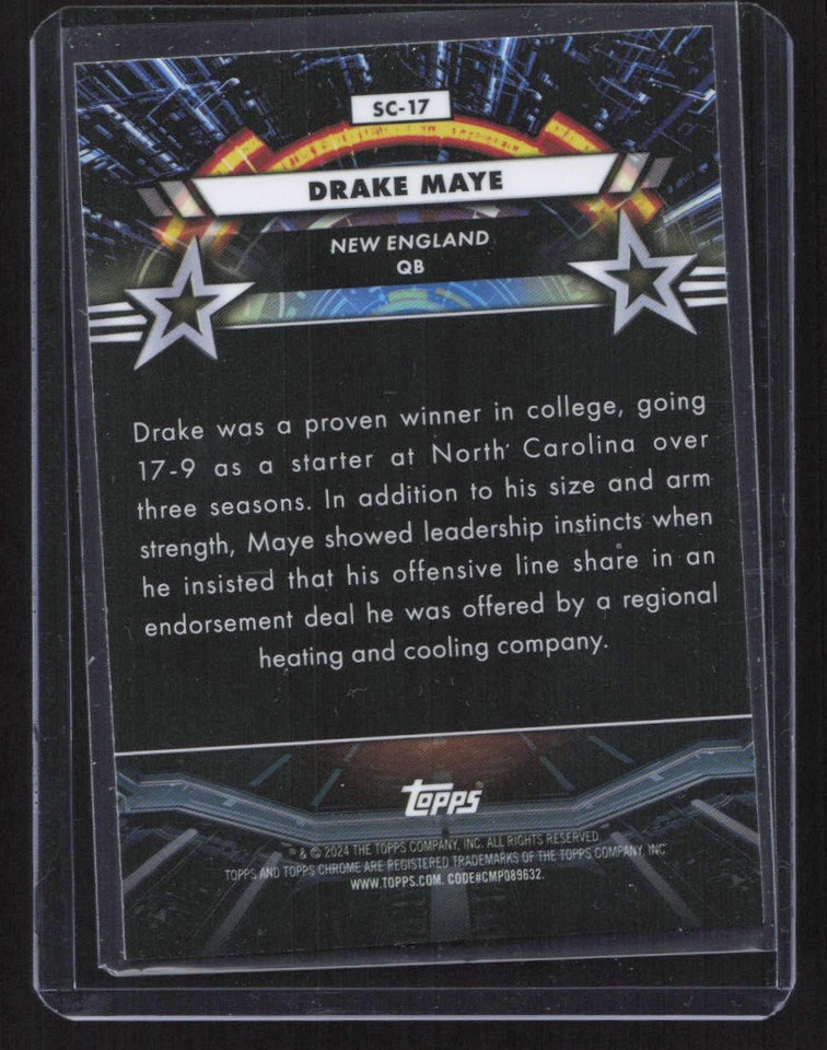 Drake Maye 2024 Topps Chrome Cosmic Star Command #SC-17 New England ...