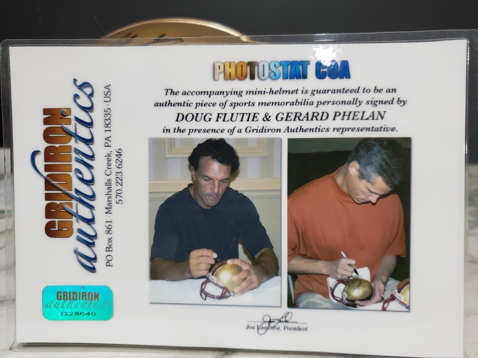 Doug Flutie Gerard Phelan Signed Boston College Mini Helmet "11-23-84 ...