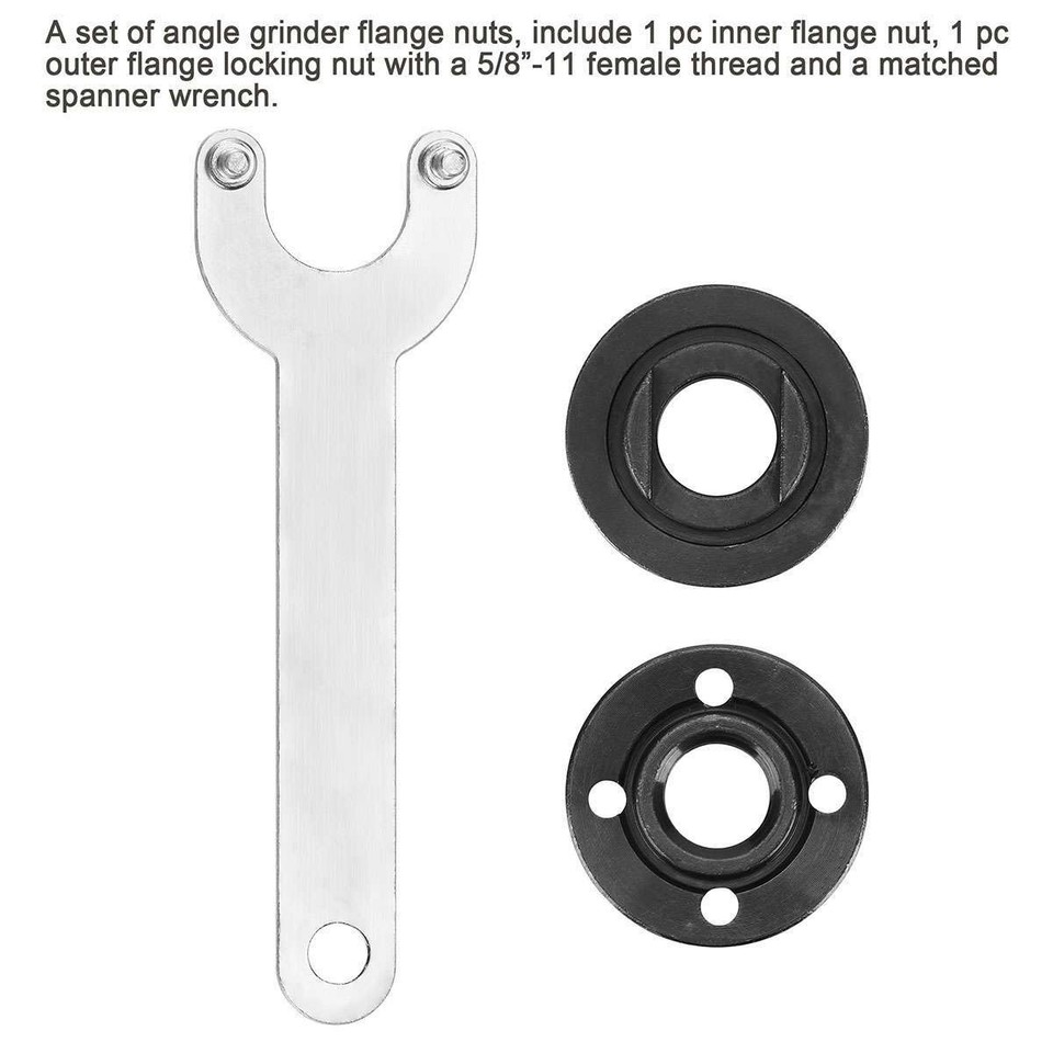 5/8"-11 Angle Grinder Spanner Wrench Flange Lock Nut Set For Dewalt ...