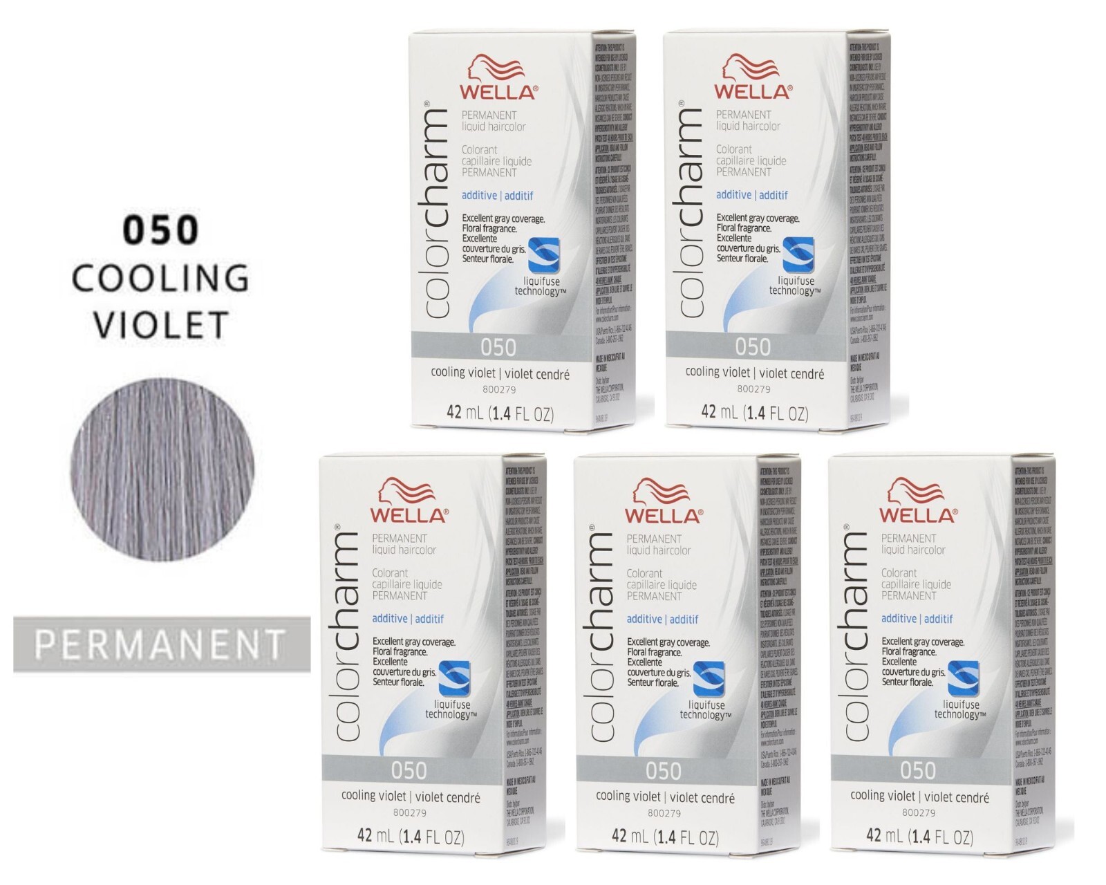 Wella Color Charm 050 Liquid Permanent Hair Color Cooling Violet - Pack ...