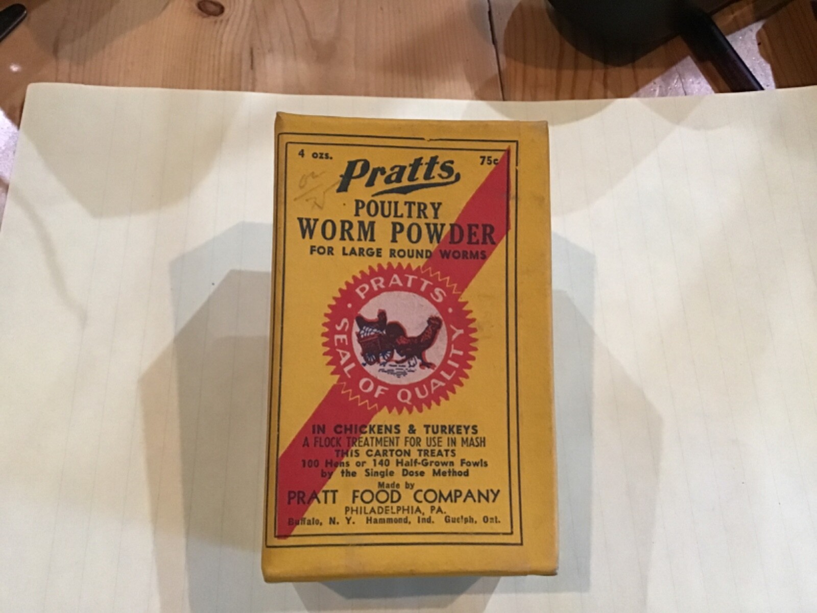 Vintage Old Rare NOS Pratts Poultry Worm Powder Cardboard Box unopened ...