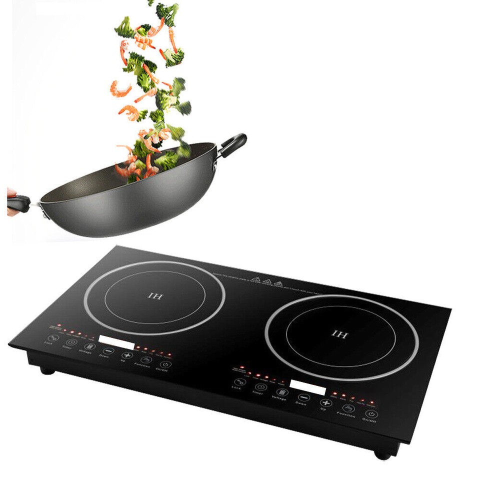 110V 2-Burner Portable Induction Ceramic Cooktop Countertop Cooker Hot ...