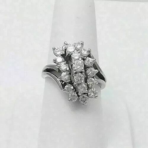 2Ct Round Lab Created Diamond Waterfall Cluster Cocktail Ring 14k Gold ...