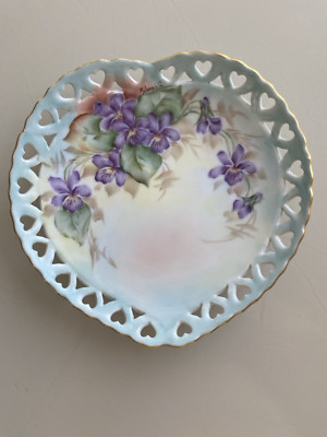 Vtg Porcelain Handpainted Reticulated Signed Floral Wall Plate by ...