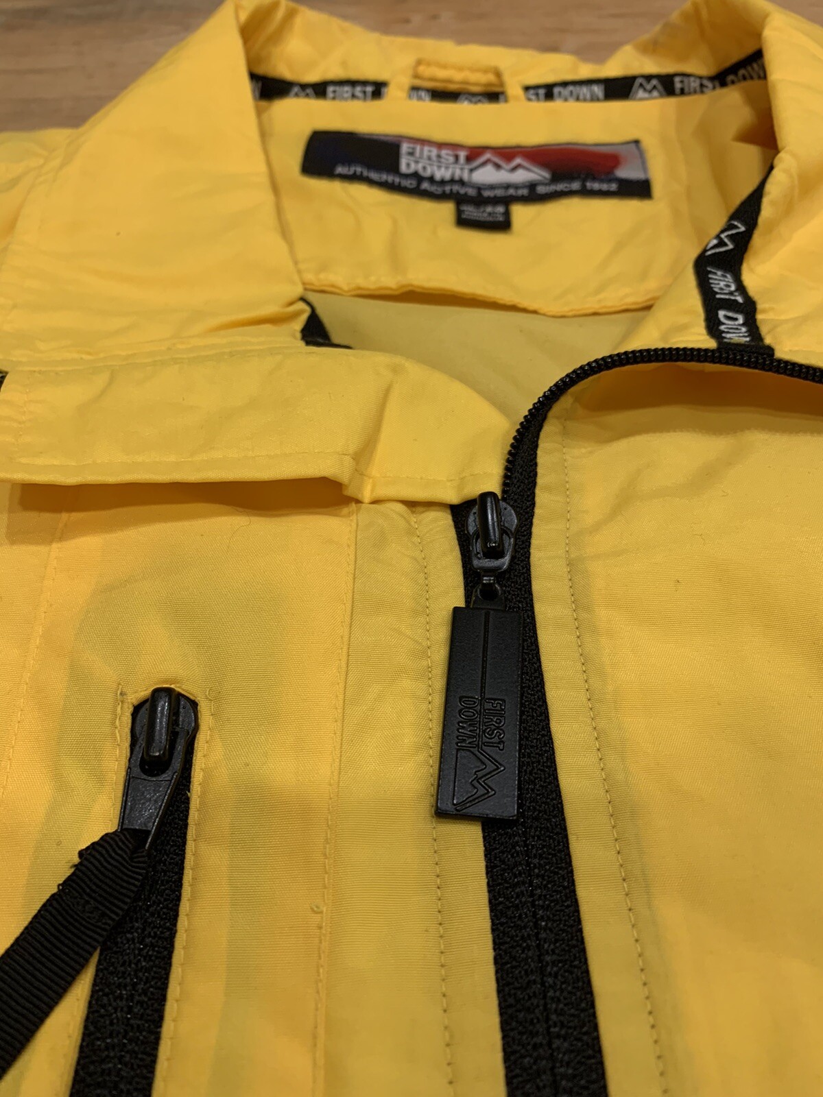 First Down Yellow Windbreaker Jacket Mens XL Raincoat | eBay