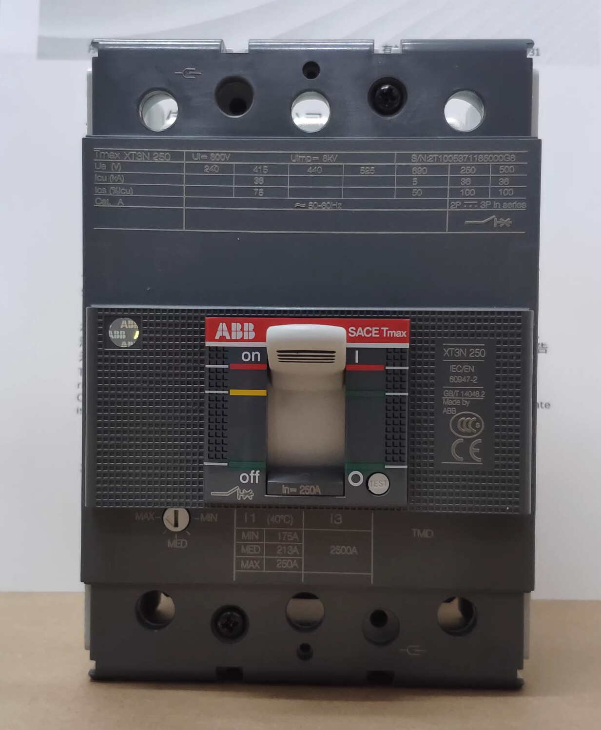 ABB molded case circuit breaker MCCB XT3N250 TMD250-2500 FF 3P 250A | eBay