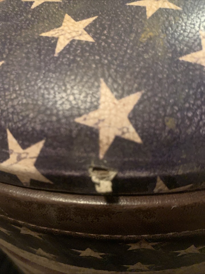 American Flag Storage Stool Small Wooden with Cushon Top 10” X 12 ...