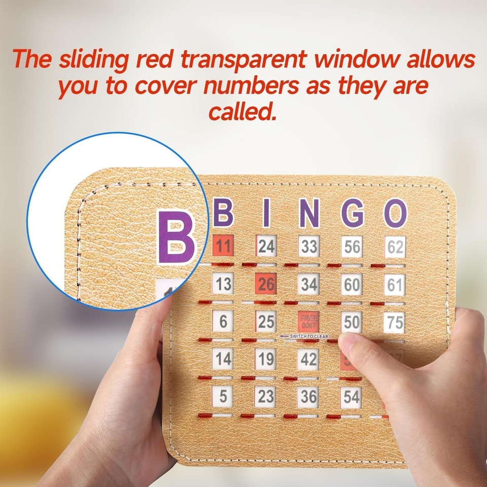 200-Pack Stitched Reusable Shutter Slide Bingo Cards with Shutter Clear ...