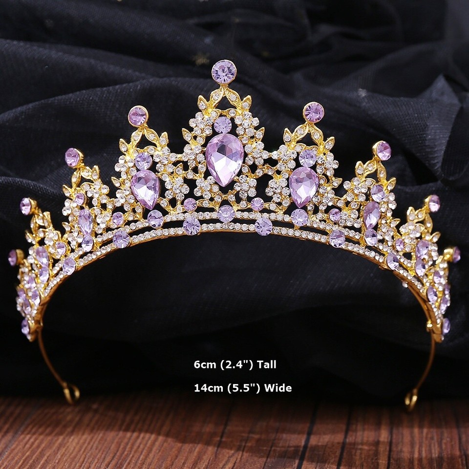 Light Purple Crystal Queen Princess Wedding Tiara Crown 11 Styles For ...