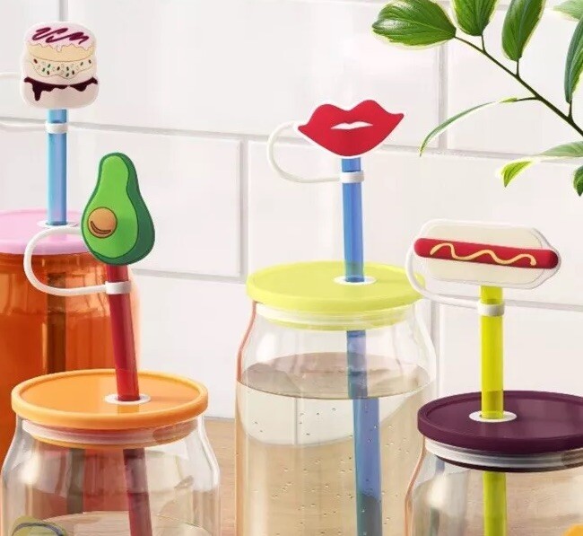 4pk Donut/Avo/Hot Dog/Lips Straw Covers Room Essentials Silicone Straw ...