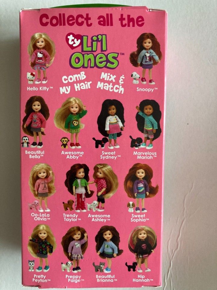 Ty Li’l Ones Pretty Peyton 4.25” Doll & Tiny Gray Puppy - 2010 - NRFB ...