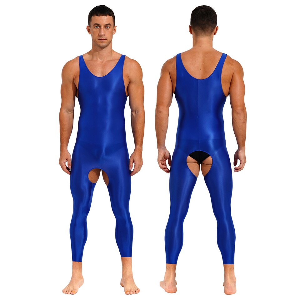 Men's Bodysuit Bodystocking Silky Crotchless Jumpsuits High Elastic ...