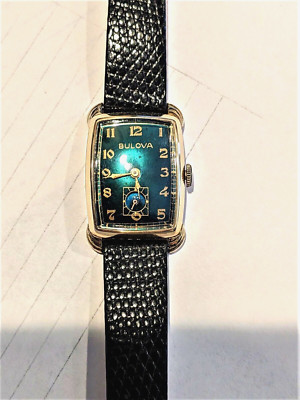Bulova Art Deco 8AE 17 jewels SeaGreen face Genuine Lizard Wristband | eBay