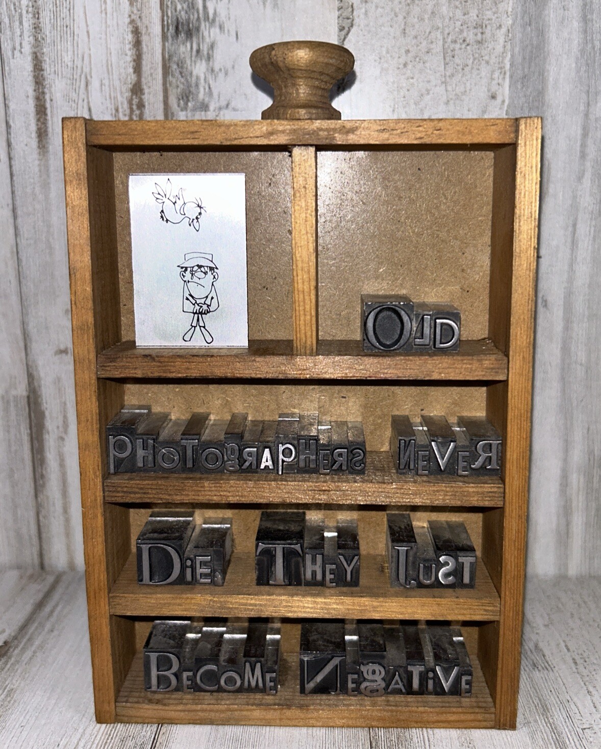 Vtg Photographer Backwords Box Foundry Type Letterpress Typeset Wall ...