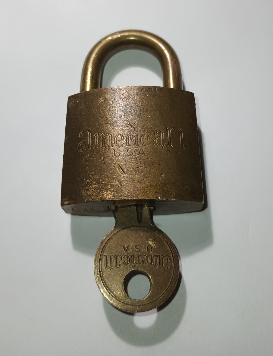 VINTAGE US ARMY AMERICAN LOCK BRASS PADLOCK W/KEY | eBay