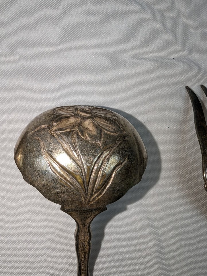 Oxford Silver Plate Co. Narcissus Fruit Spoon, Meat Fork , Serving ...