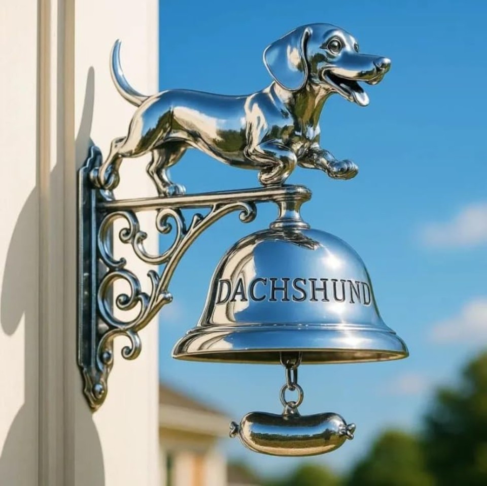 Dachshund Doorbell Outdoor Unique Metal Doorbell Wall-Mounted Silver ...