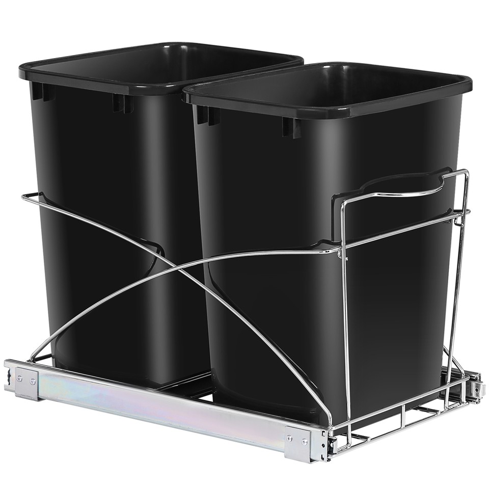Double Pull Out Trash Garbage Can Sliding Kitchen Waste Container ...