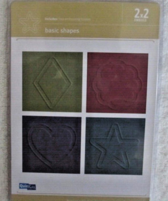 QUICKUTZ Embossing Folder Basic Shapes EF-2x2-002 Heart Triangle Star ...