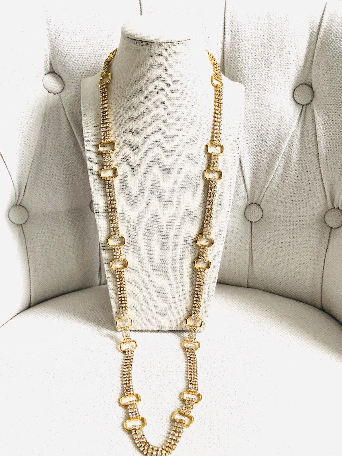 Vintage Eisenberg Triple Strand Rhinestone Belt/Neckl… - Gem