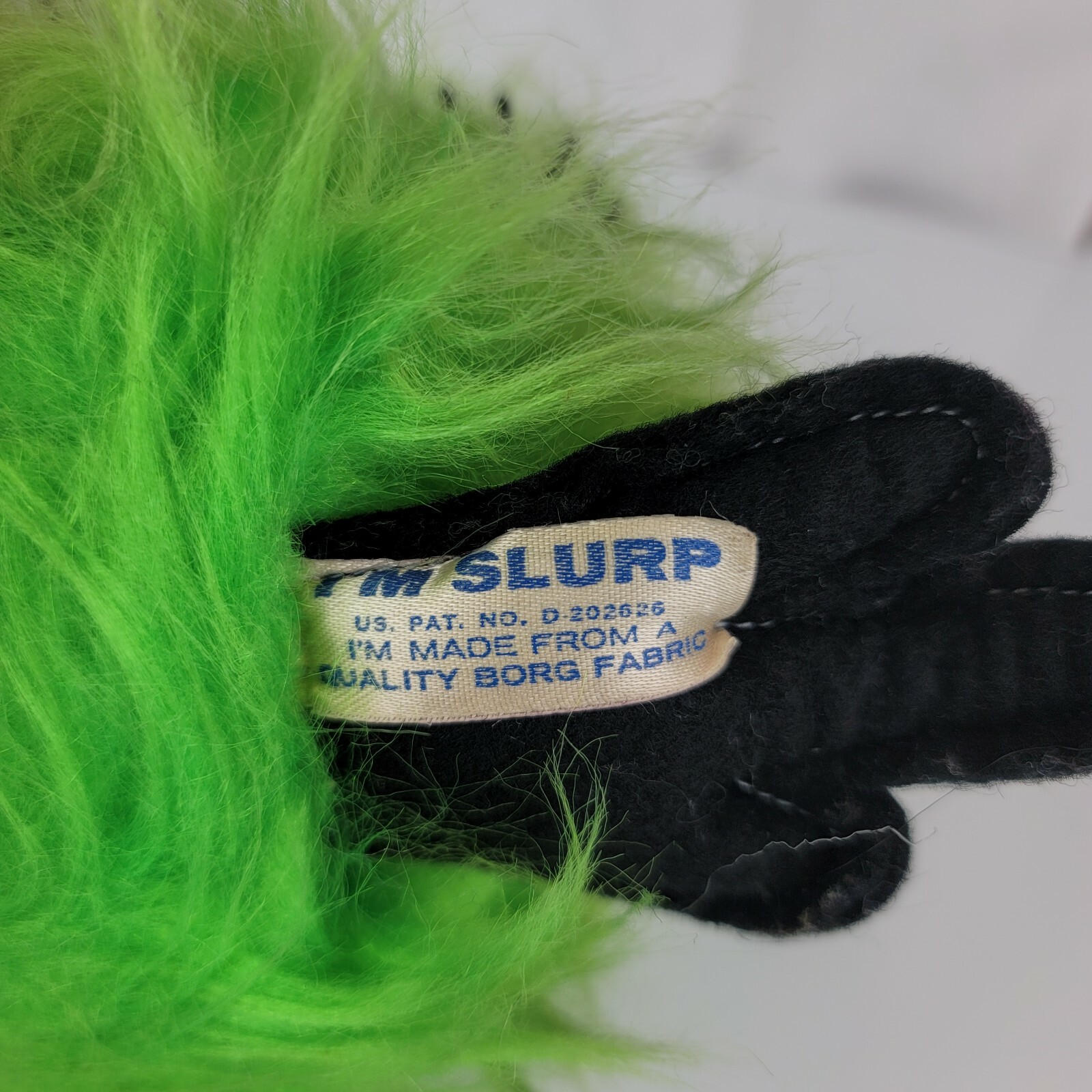 Vintage 60s Spectacular Products I'M SLURP Plush Borg Fabric Green ...