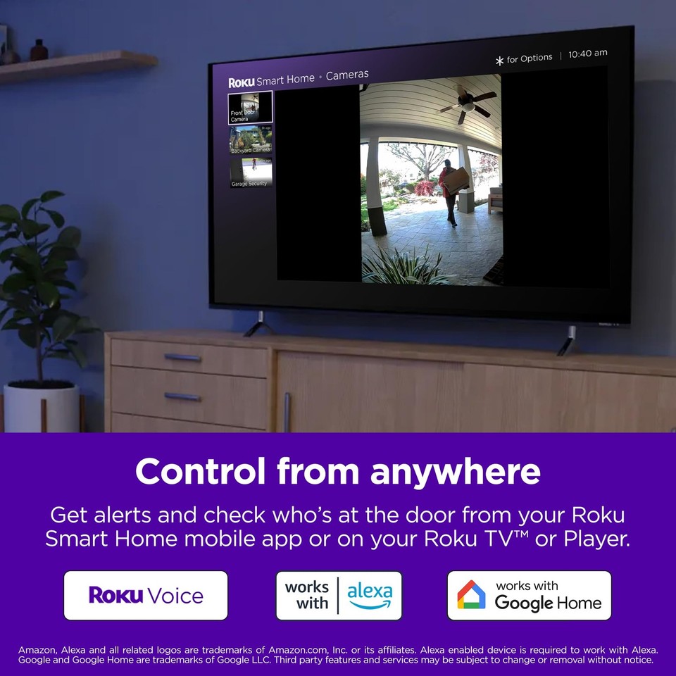 Roku Smart Home Wireless Video Doorbell & Chime - 1440p HD Night Vision ...