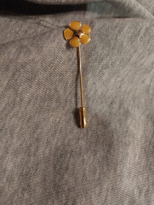 Vintage Yellow Enamel Daisy Brooch Pin Flower Child Gold Tone Summer ...
