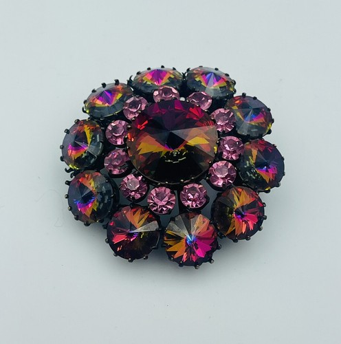 Juliana Vintage Rose & Multi Couleur Verre Strass Rivoli Broche | eBay