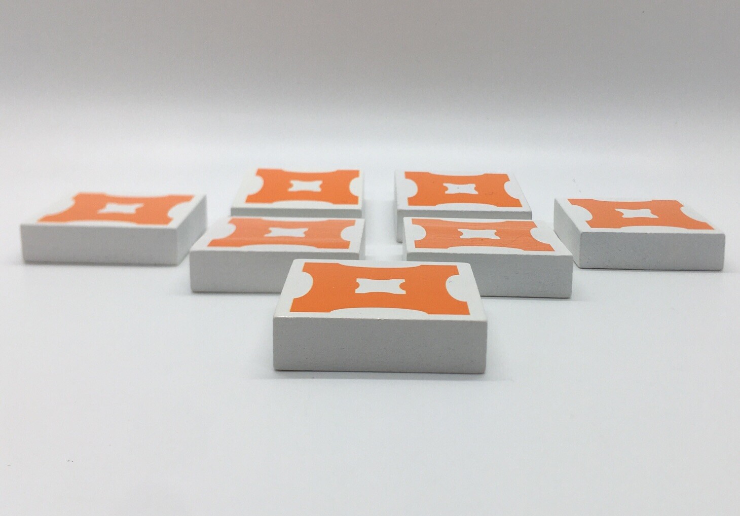 CROSSWISE Game Replacement Pieces Parts ALL 7 ORANGE SHAPE TILES Wooden ...