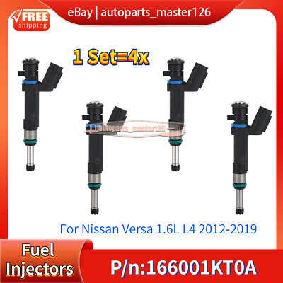 SET OF 4 Fuel Injectors 16600-1KT0A Fit for Nissan Versa 1.6L 2012-2019 ...