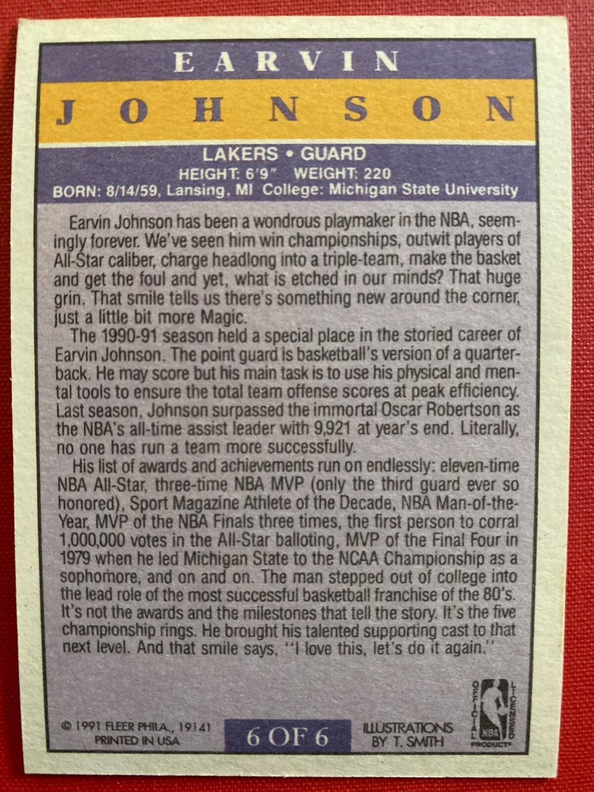 1991 Fleer Earvin 'Magic' Johnson #6 Basketball Card | eBay