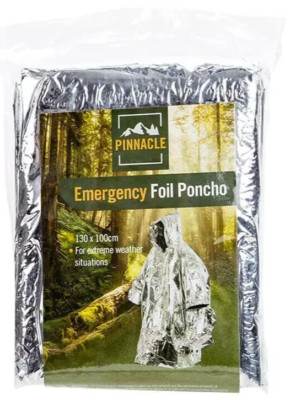 Emergency Foil Poncho 1.3m x 1m Summit Pinnacle Outdoor Survive Rescue ...