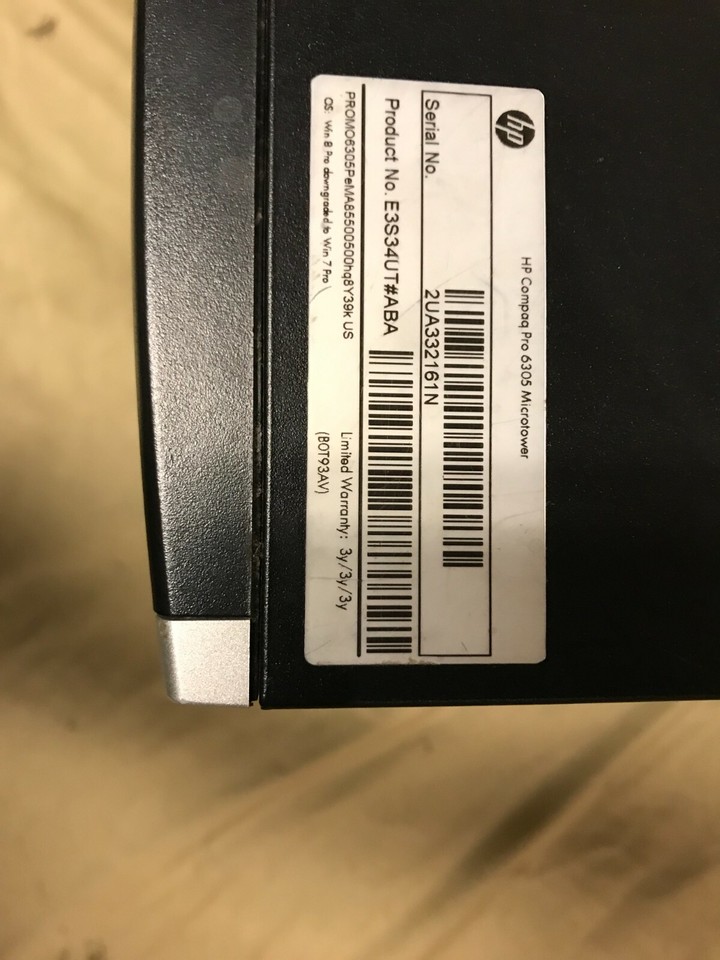 HP Compaq pro 6305 computer A8 5500 3.30GHZ Parallel prt / 8 gig ram ...