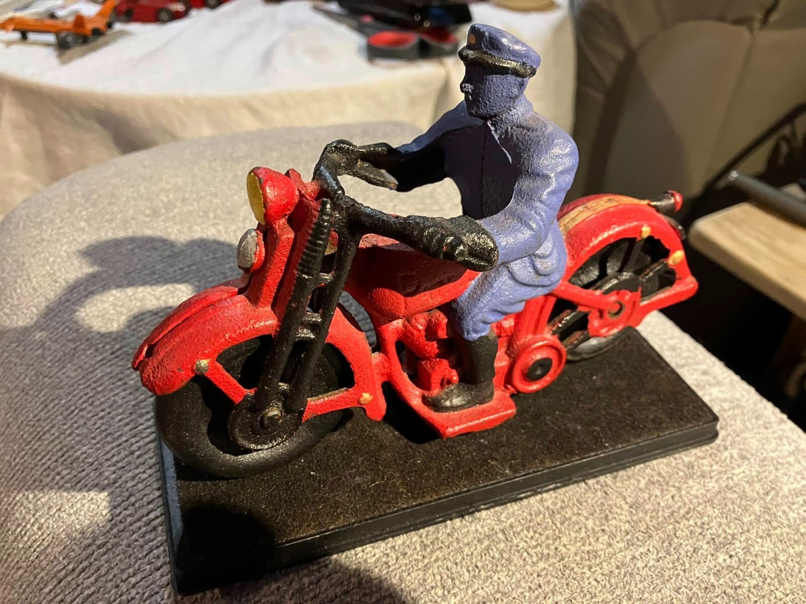 ANTIQUE 6" CAST IRON MOTORCYCLE COP TOY | eBay