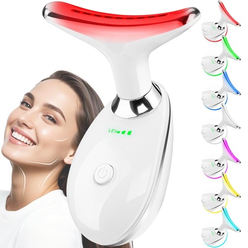 Face and Neck Massager Tool, 7 Colors LED Light Therapy Wand for ...