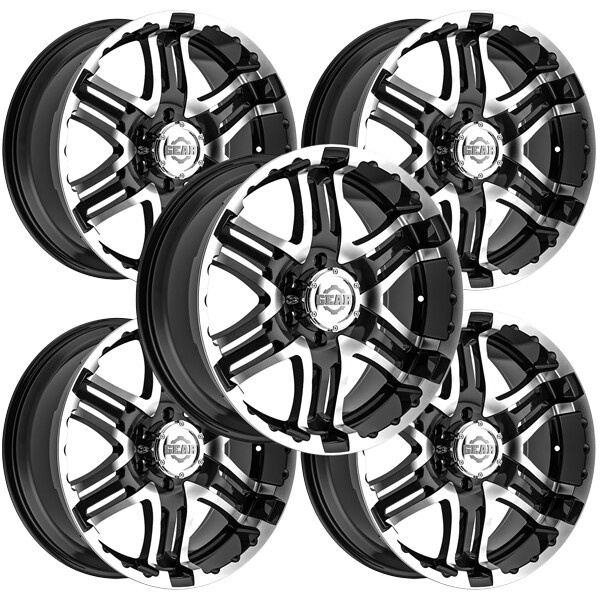 (Set of 5) Gear 713MB Double Pump 16x8 6x5.5" +0mm Black/Machined ...