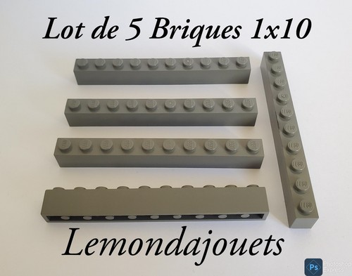 Lot de 5 Pièces Lego 6111 Brick 1x10 Old Dark Gray Brique 10x1 - 1 x 10 ...