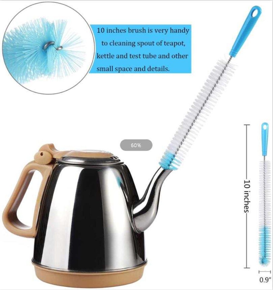 Bottle Cleaning Brush Set of 5 Long Handle water Bottle & straw Cleaner ...