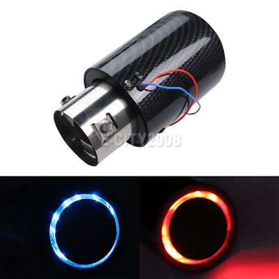 Universal Carbon Fiber Car RED / BLUE LED Flame Exhaust Muffler Tip ...