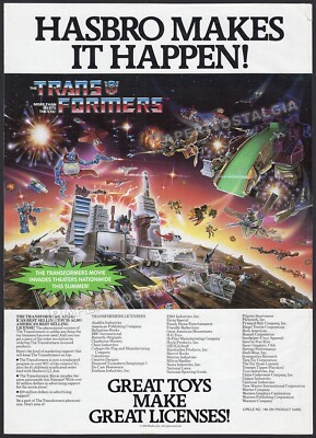 TRANSFORMERS - Original 1986 Trade AD / poster / Hasbro Lic. promo ...