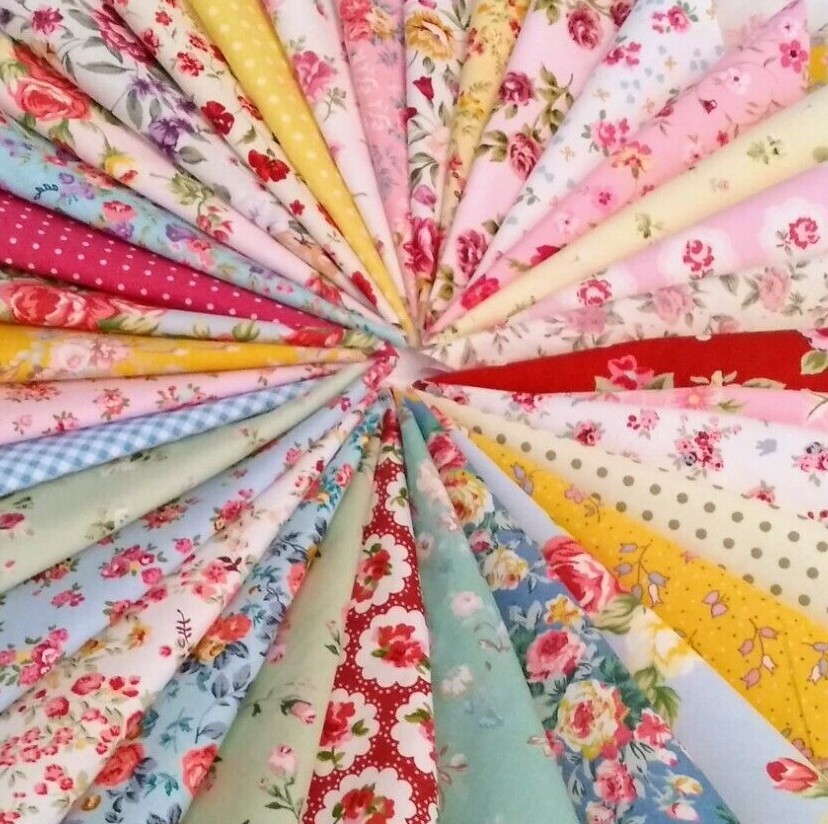 PATCHWORK FABRIC SQUARES COTTON CHOOSE SIZE VINTAGE FLORAL QUILTING ...